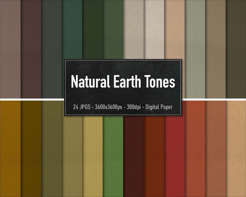 Natural Earth Tones, 24 Different Colors, Digital Paper, Instant ...