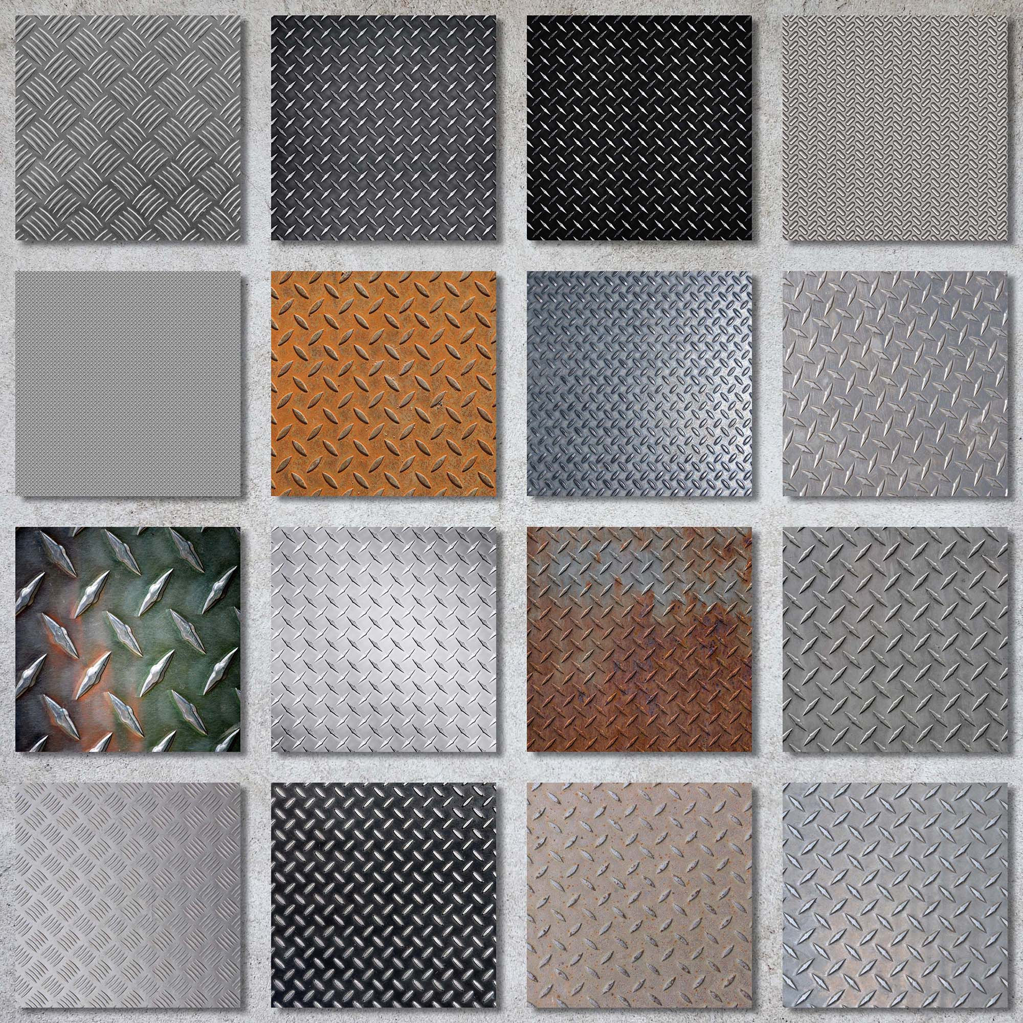Diamond Checker Plate, 16 Different Images, Digital Paper, Instant ...