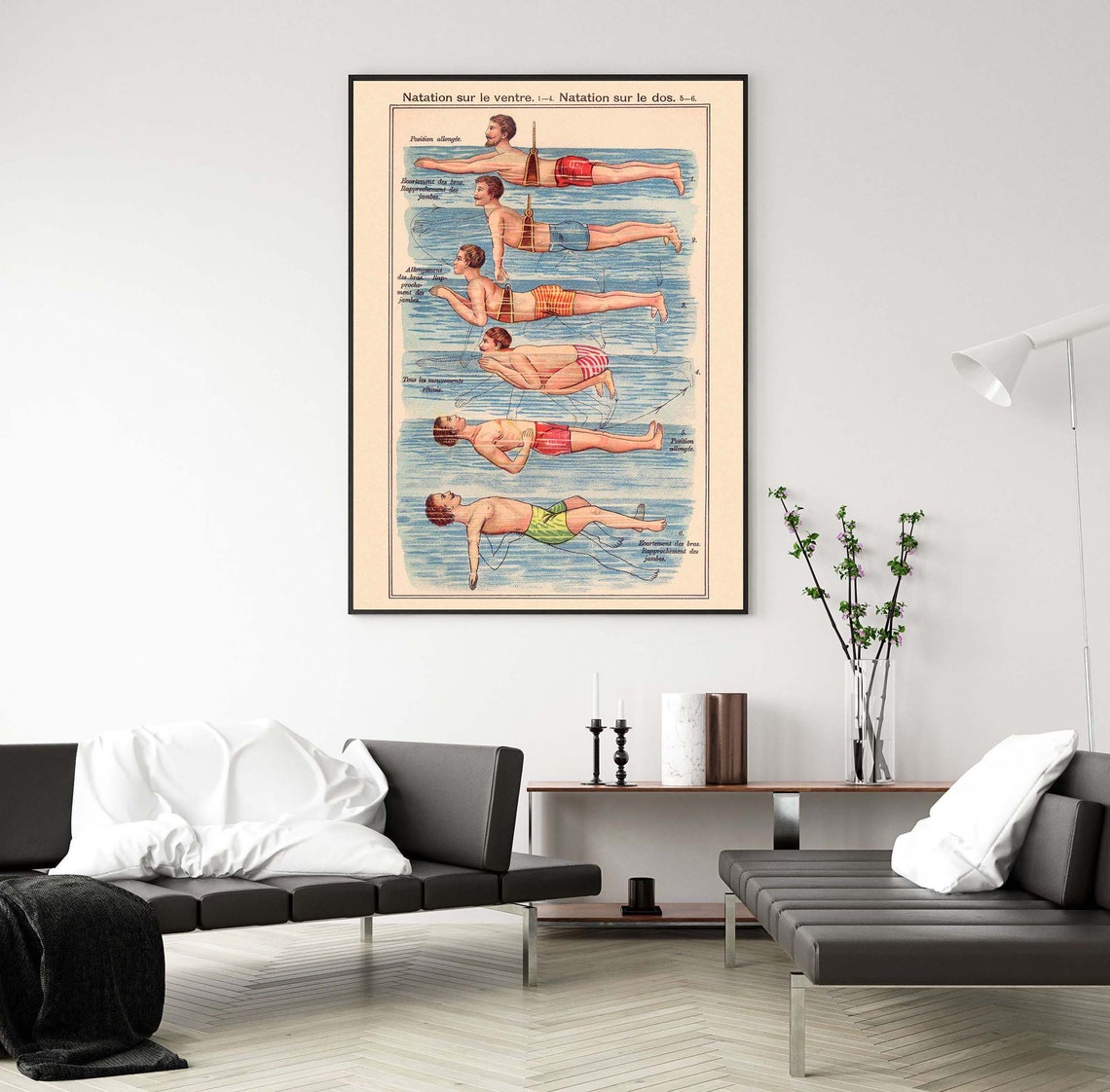 Vintage Swimmer Poster Printable Bathroom Poster - Etsy