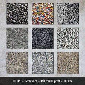 Pebbles & Gravel Texture, 30 Different Images, Digital Paper, Instant ...