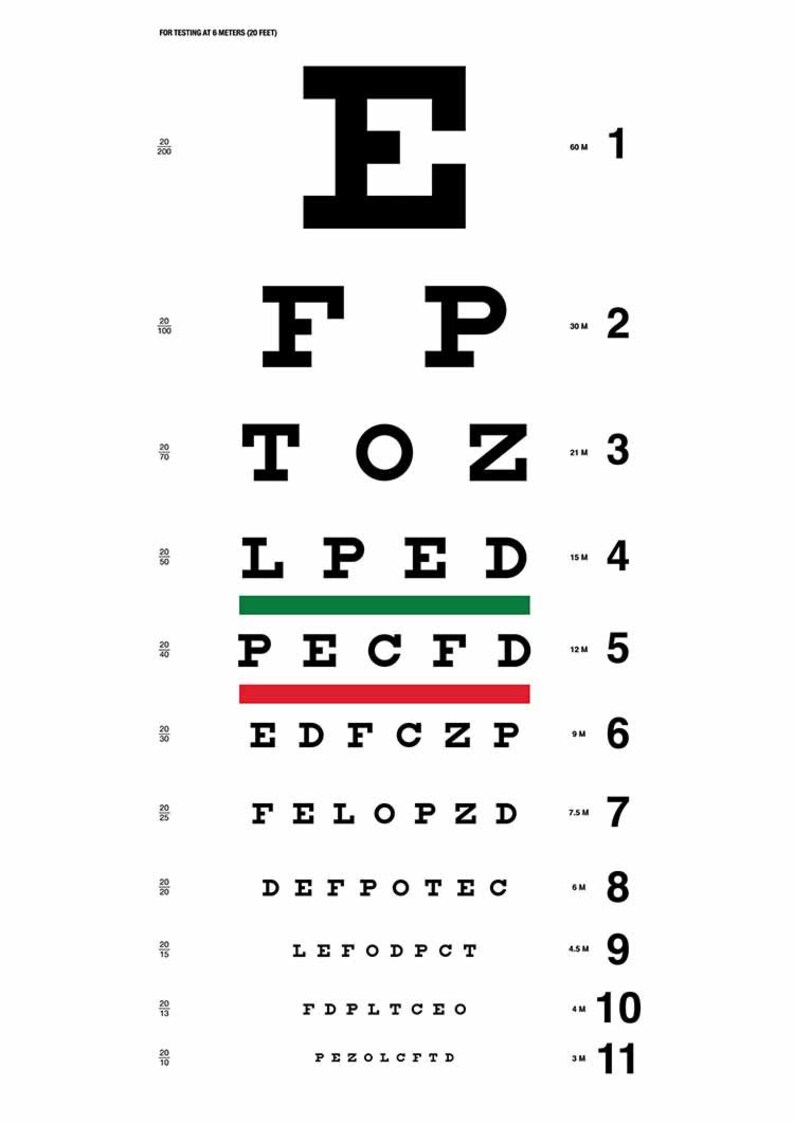 Snellen Eye Chart Print Instant Download Art Print - Etsy Snellen Eye Chart Print Instant Download Art Print - Etsy