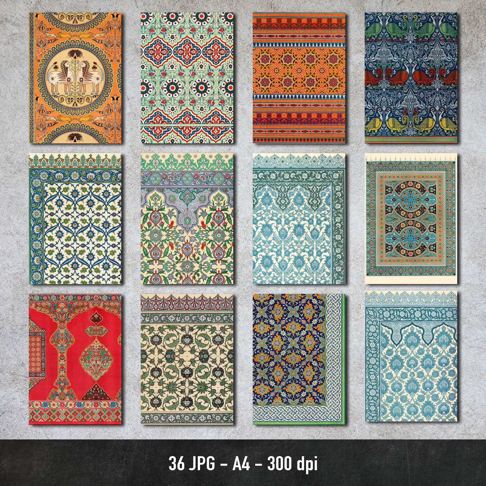 Arabian Interior Patterns, 36 Different Images, Digital Paper, Oriental ...