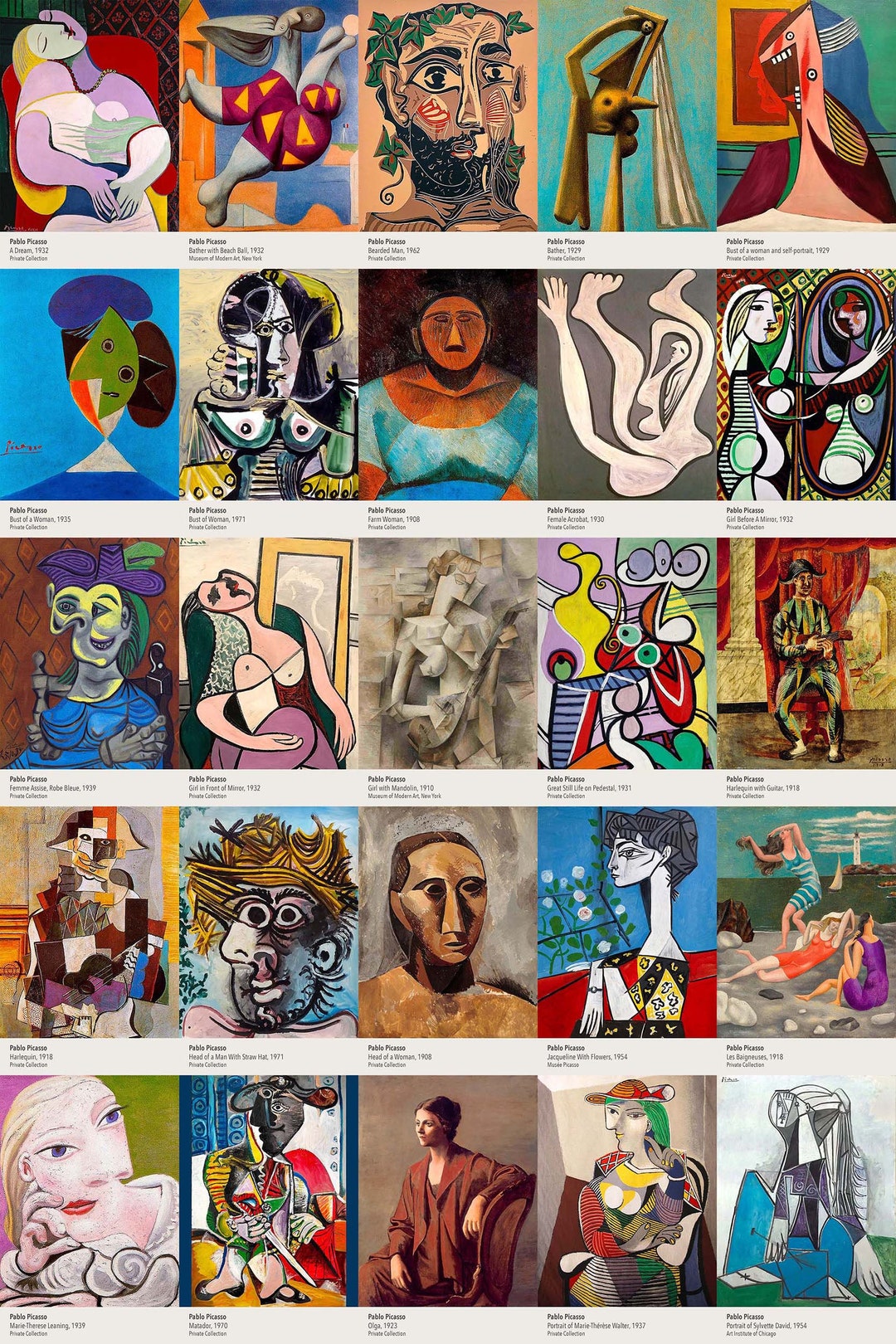 Wall Collage Kit, Picasso Paintings, Collection of 60 Images, Wall Art ...