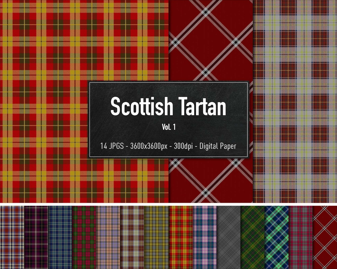 Scottish Tartan, Plaid Pattern, Vol.1, 16 Different Images, Digital ...