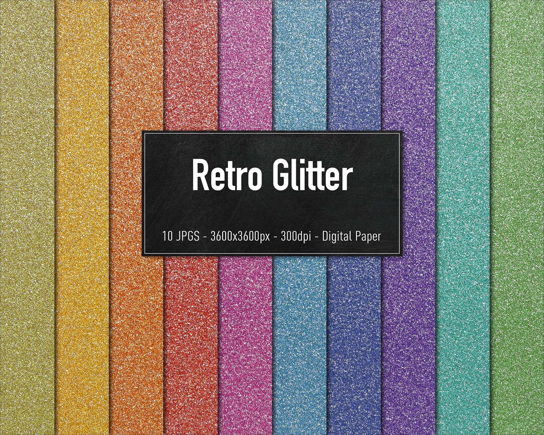 Retro Glitter, 10 Different Real Images, Digital Paper, Instant ...