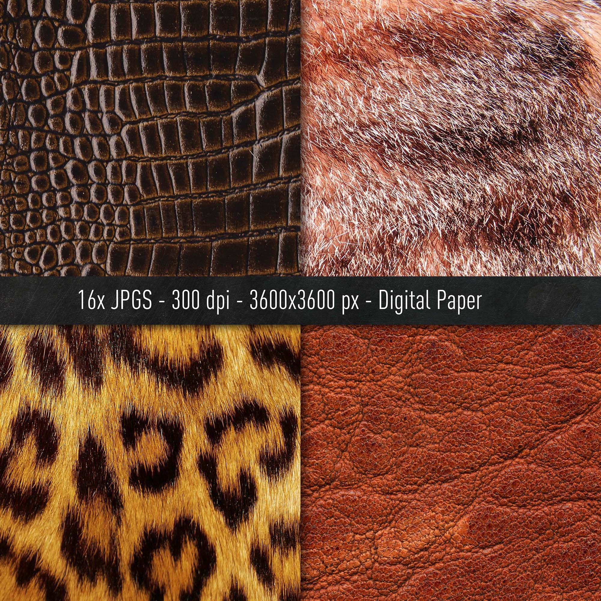 Animal Skin & Fur, 16 Different Real Images, Digital Paper, Instant ...