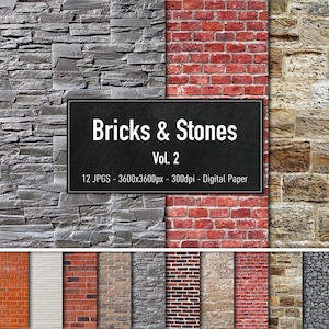 Bricks & Stones, Brick and Wall Texture Vol.2, 12 Different Images ...