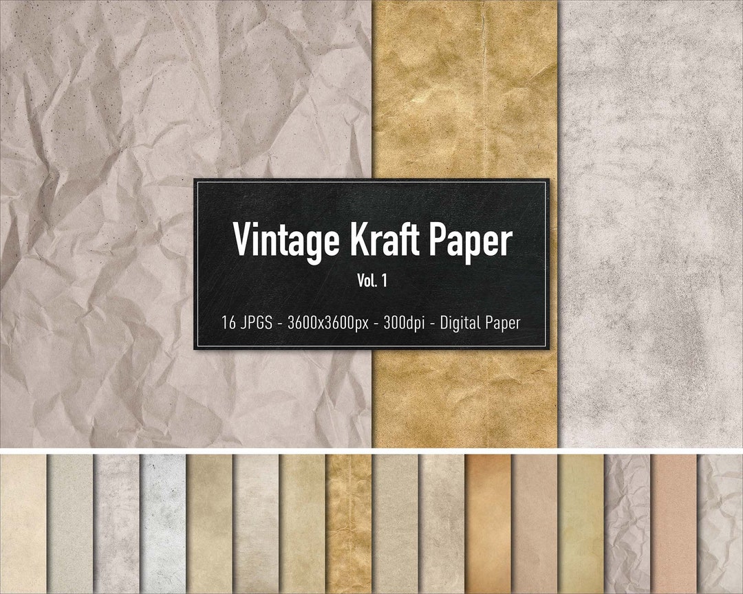 Vintage Kraft Paper Vol.1, 16 Different Images, Digital Paper, Instant ...