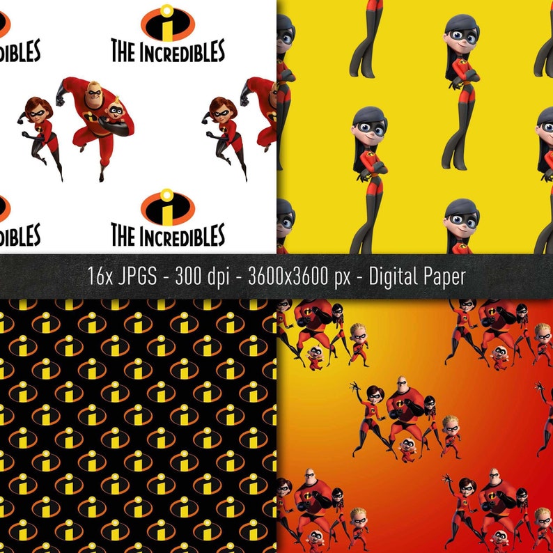 The Incredibles 16 Different Images Digital Paper Instant - Etsy