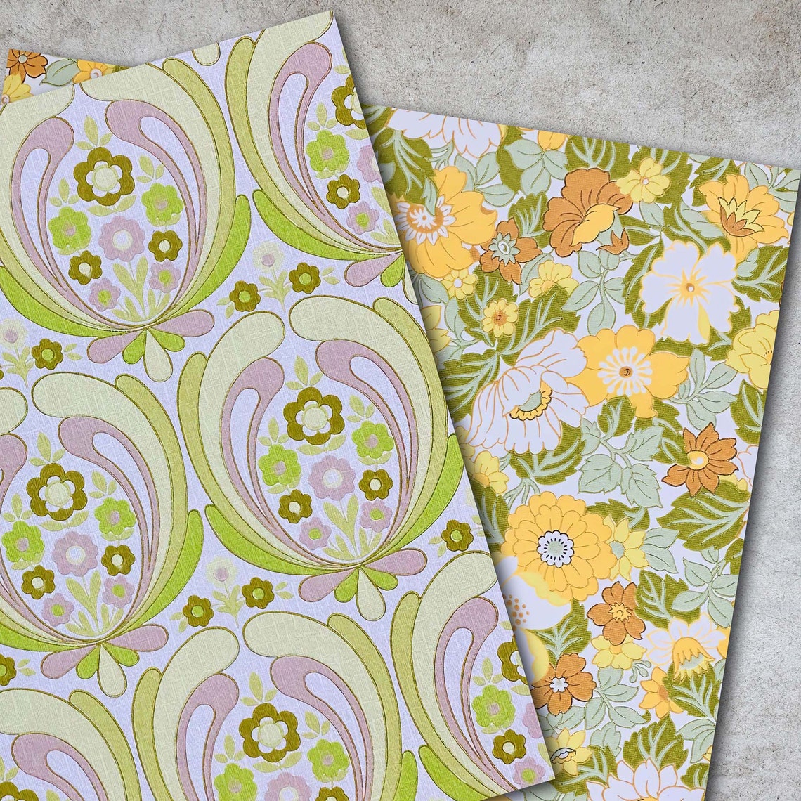 Retro Floral Wallpapers Digital Paper Vol.1 Instant - Etsy