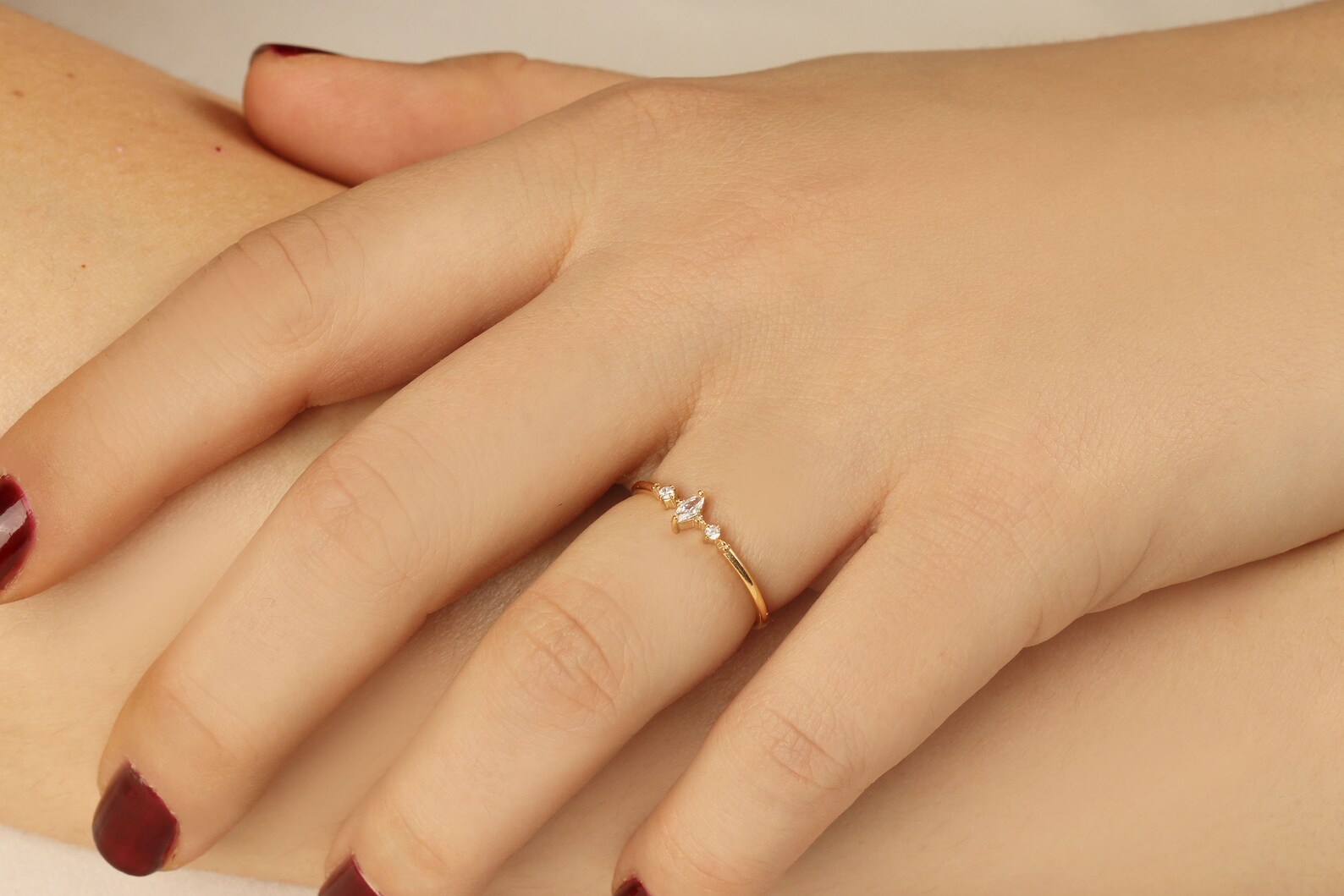 Dainty Diamond Ring, Simple Gold Ring, Marquise Diamond Ring ...