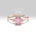 14k Solid Gold Pink Topaz Diamond Ring | Womens Oval Engagement Ring ...