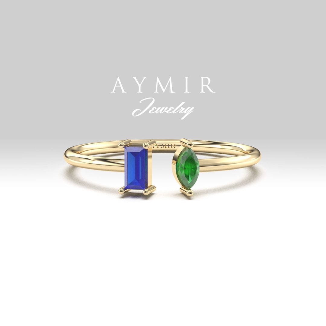 14K Gold Personalized Birthstone Ring, Lover Ring, Family Birthstone ...
