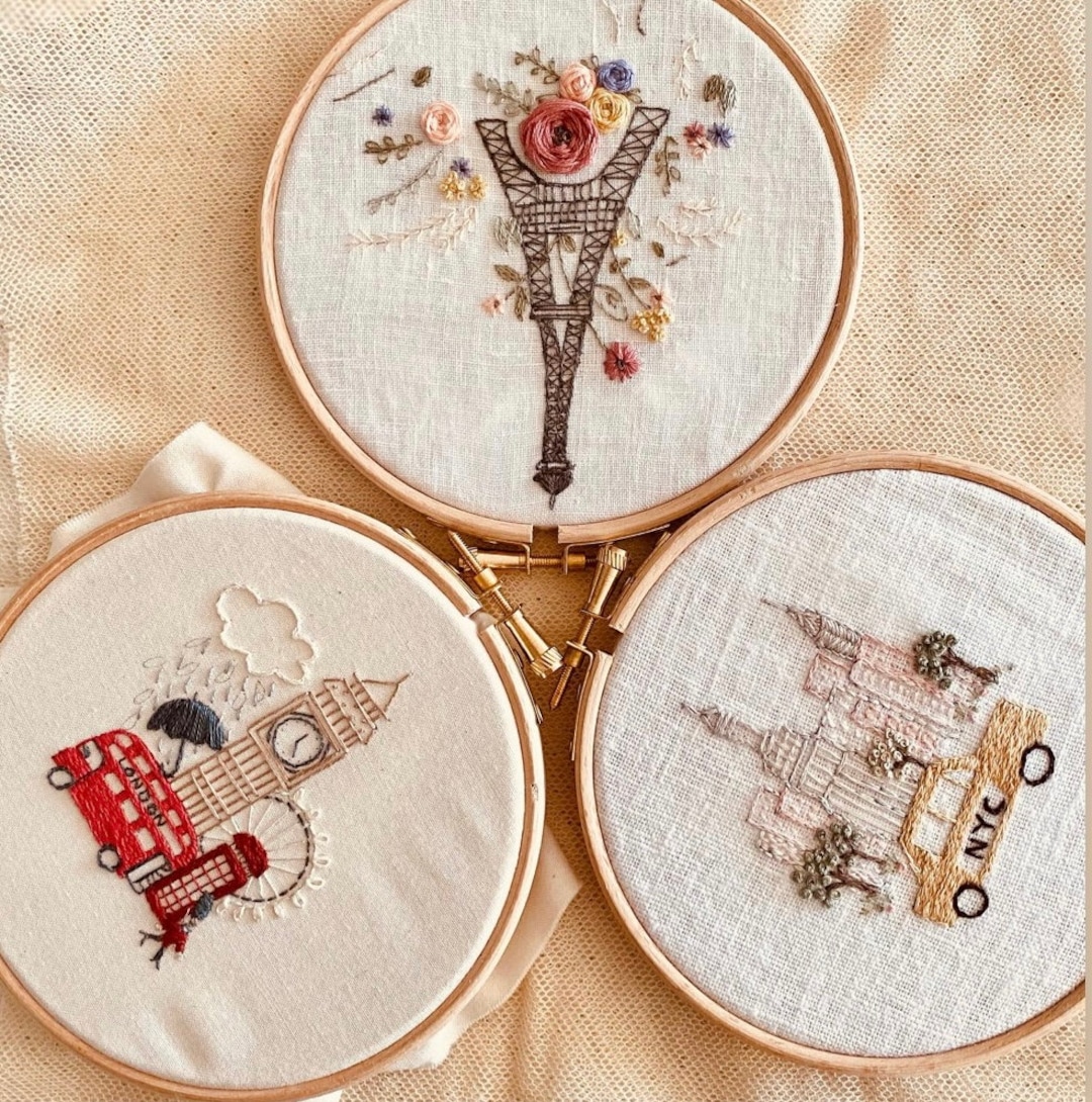 City Embroidery Kit Bundle: Paris, London, New York - Etsy