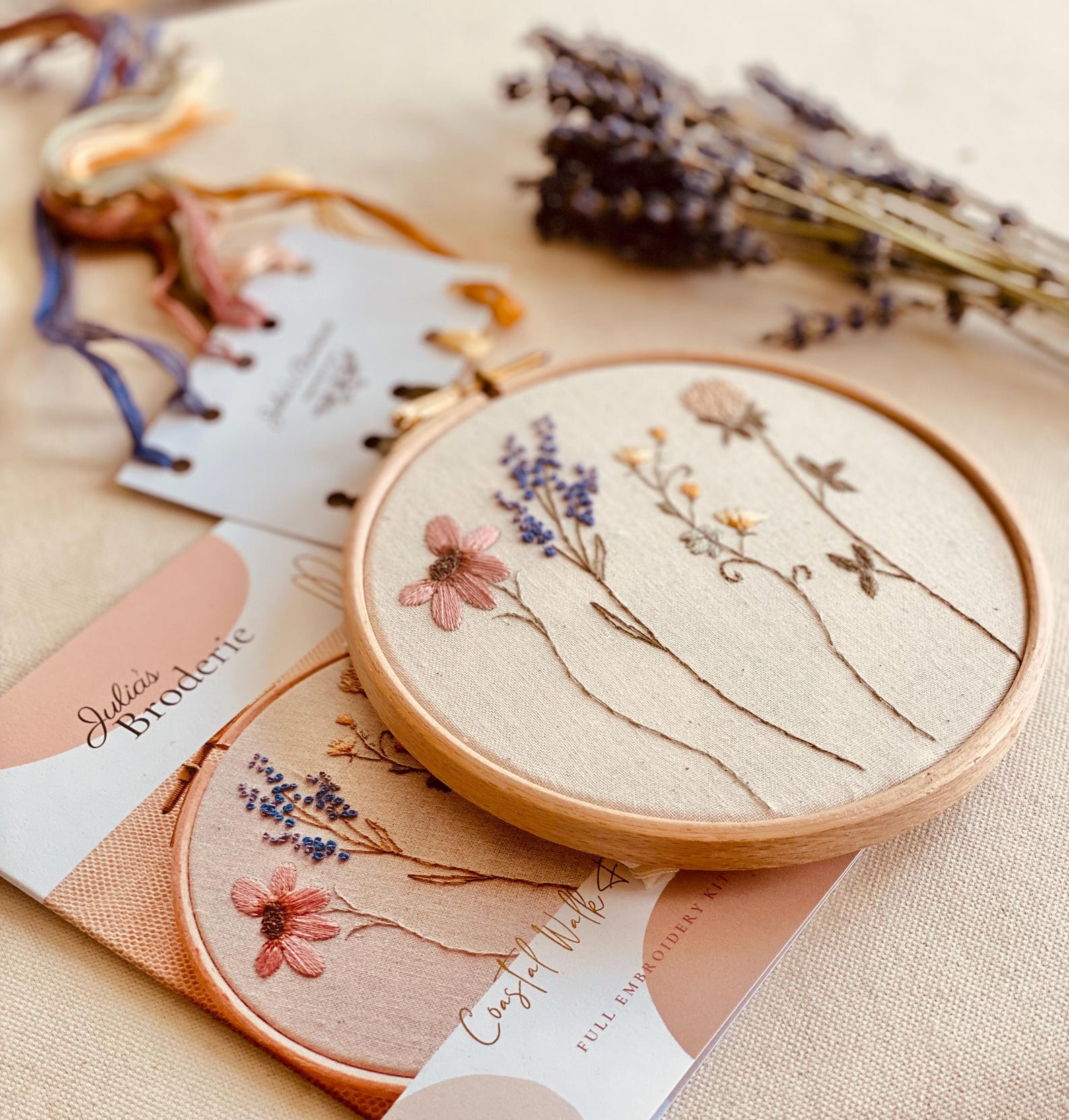 Coastal Flowers Embroidery Kit: Learn to Embroider, DIY - Etsy