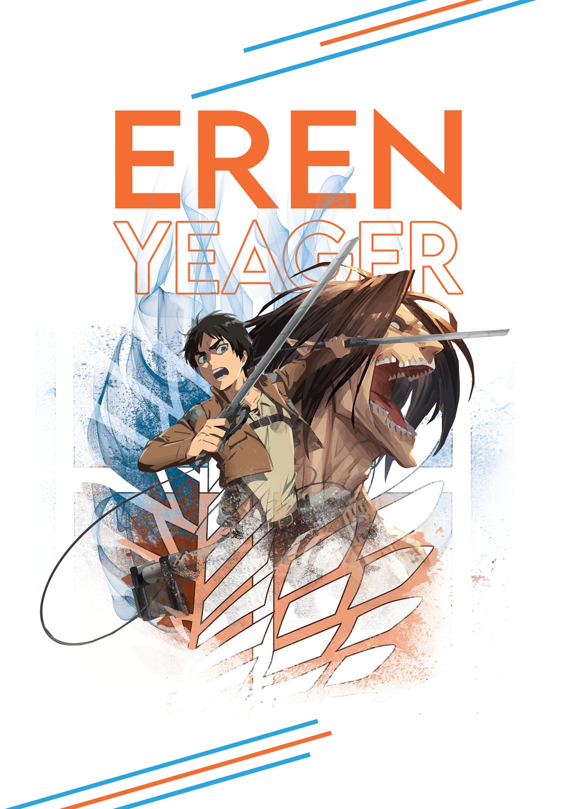 ATTACK ON TITAN Eren Yeager Poster Print Art | Etsy