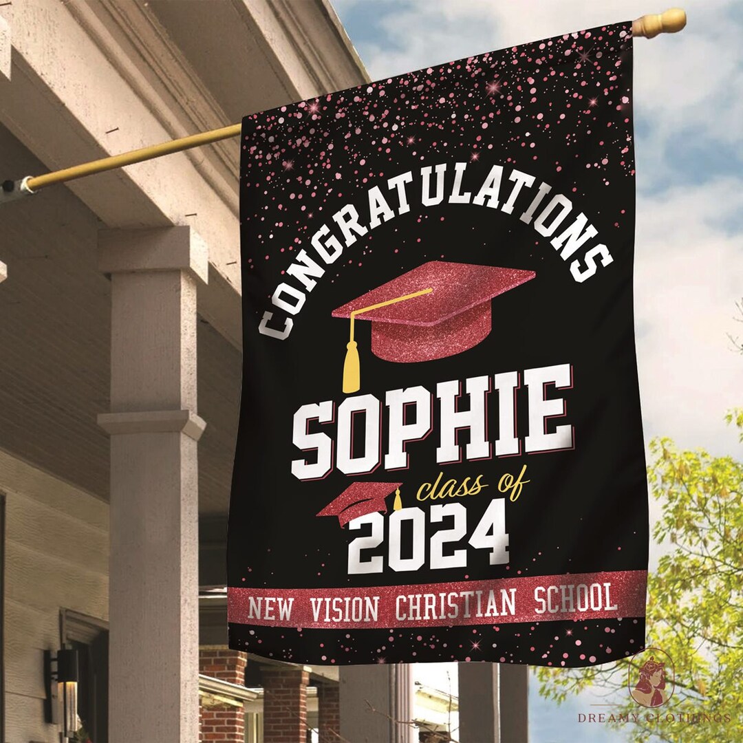 Custom Name Graduation Flag, Congratulation Graduate House Flag ...