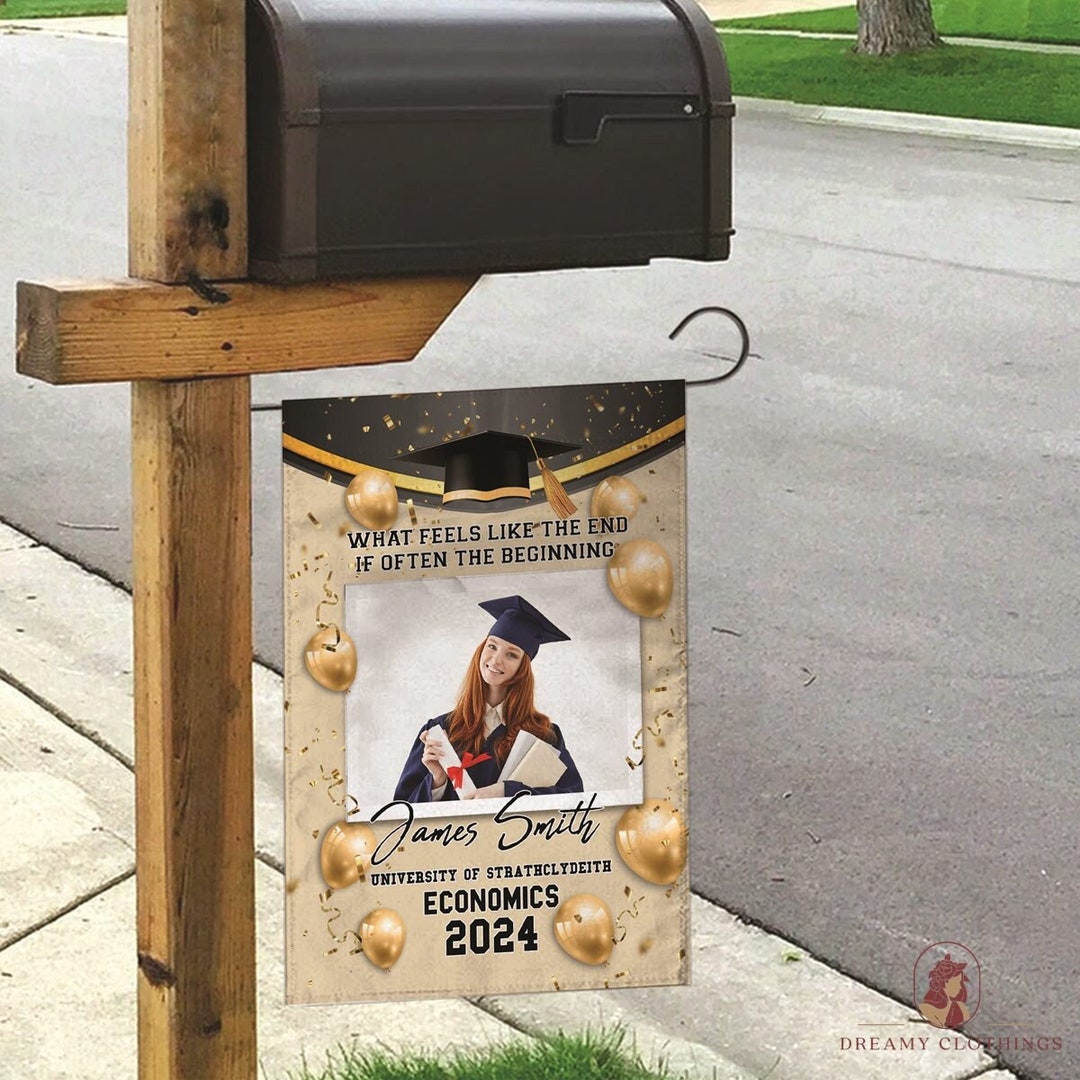 Custom Photo Graduation Flag, Class of 2024 Grad Flag, Grad 2024 House ...