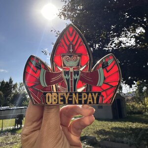 Gold OR Black Nickel Vox Hazbin Hotel Stained Glass Obey N Pay Hard ...