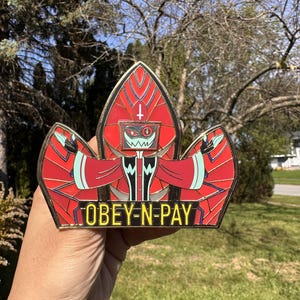 Gold OR Black Nickel Vox Hazbin Hotel Stained Glass Obey N Pay Hard ...