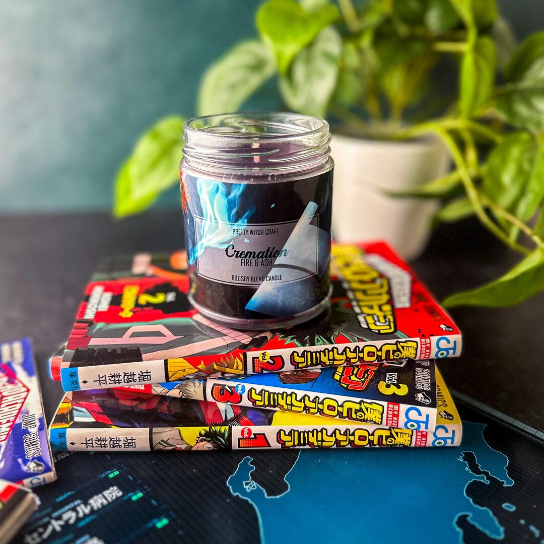Blue Flame Villain Hero Anime Inspired Candle - Leather, Blood, Smoke ...