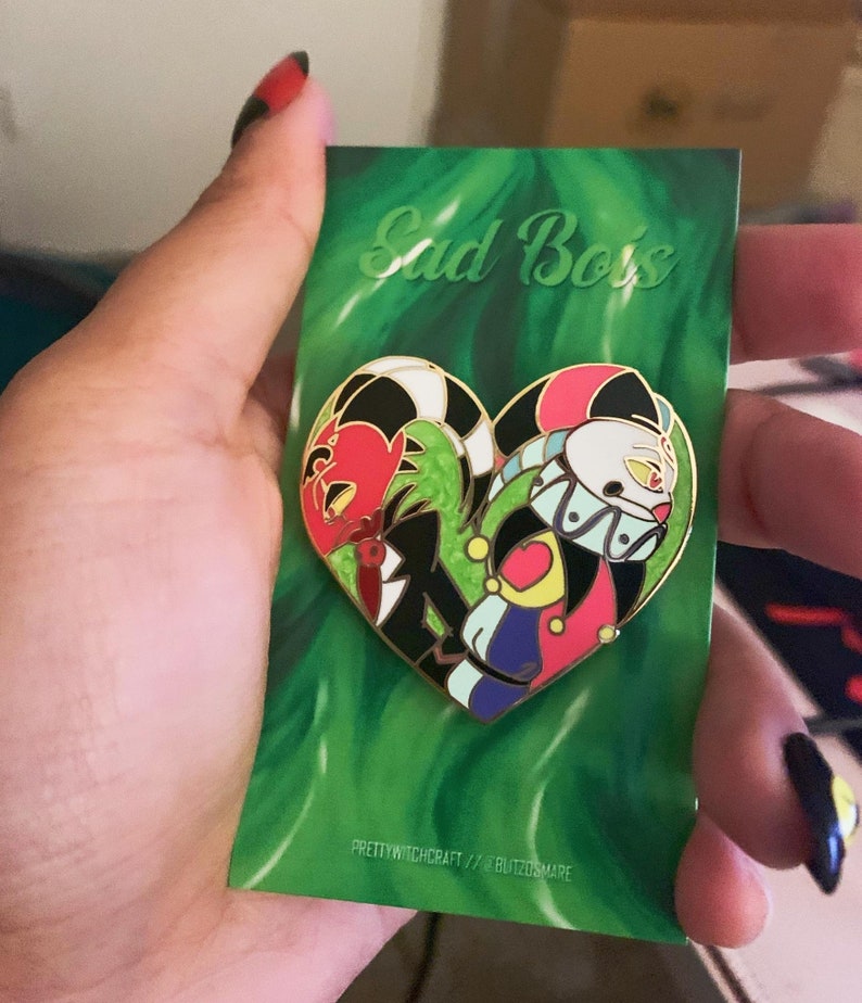 Sad Bois Blitzo X Fizzarolli Heart Shaped Enamel Pin - Etsy