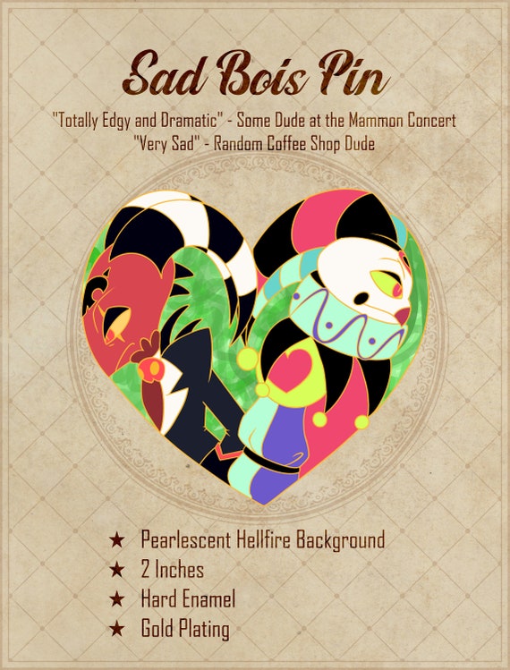 Sad Bois Blitzo X Fizzarolli Heart Shaped Enamel Pin | Etsy UK