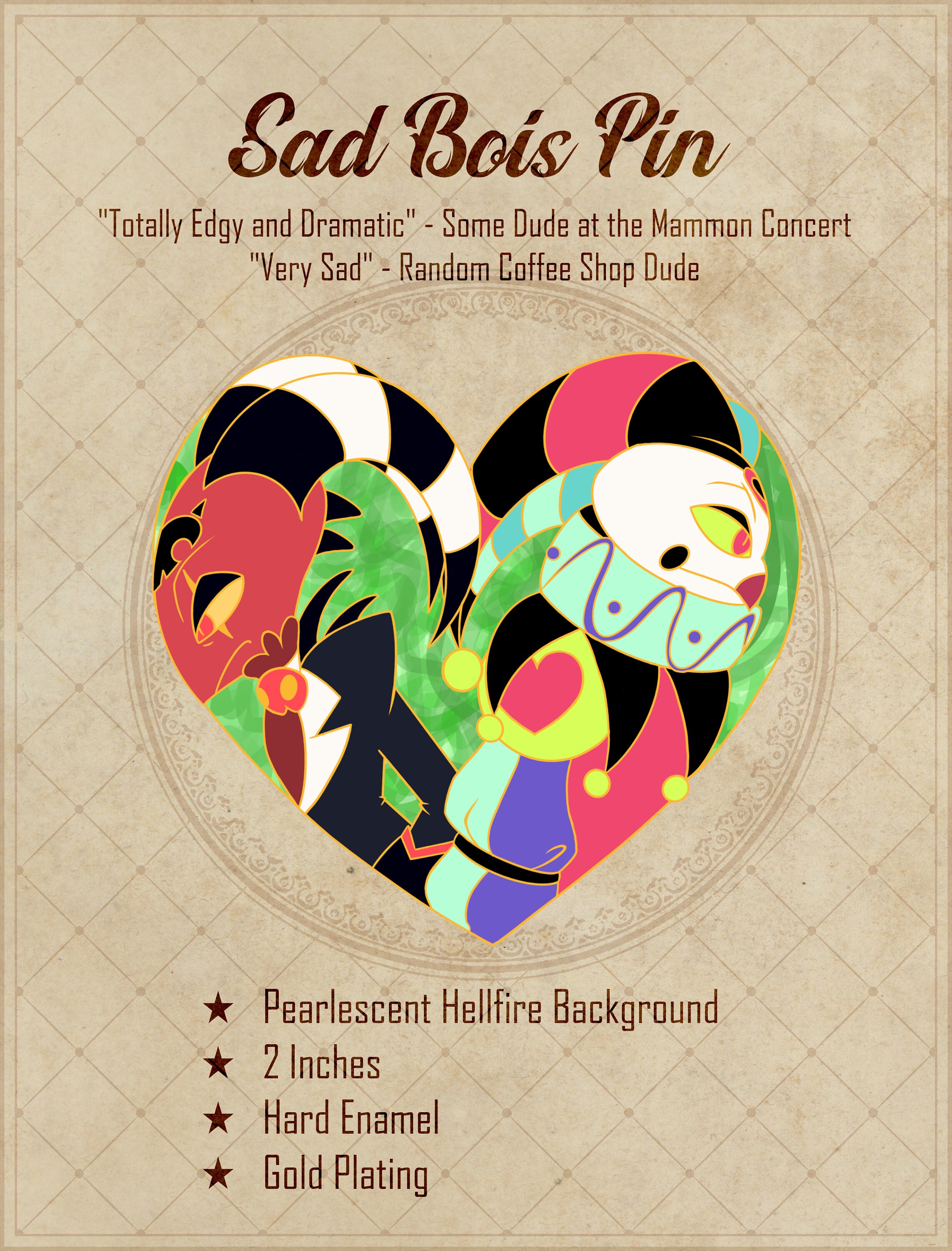 Sad Bois Blitzo X Fizzarolli Heart Shaped Enamel Pin | Etsy