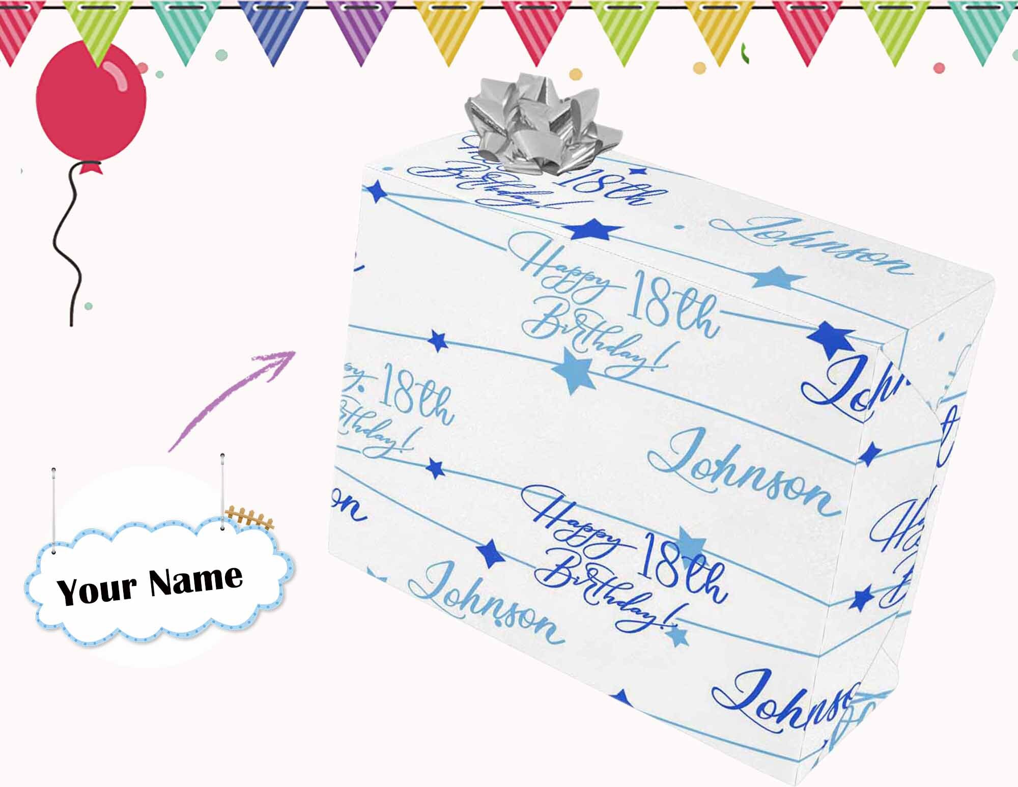 Custom Birthday Wrapping Paper, Personalized Name Gift Wrap - Etsy