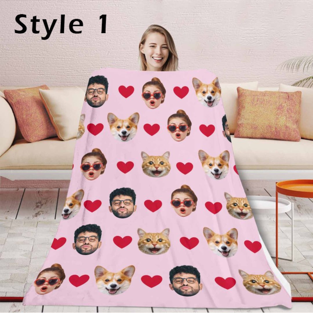Personalized Photo Blanket, Custom Face Gift - Etsy