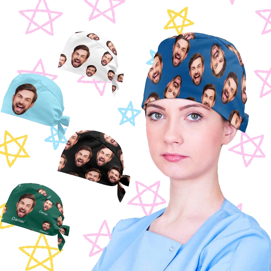 Personalized Scrub Cap With Face,custom Scrub Cap for Women Men,photo ...