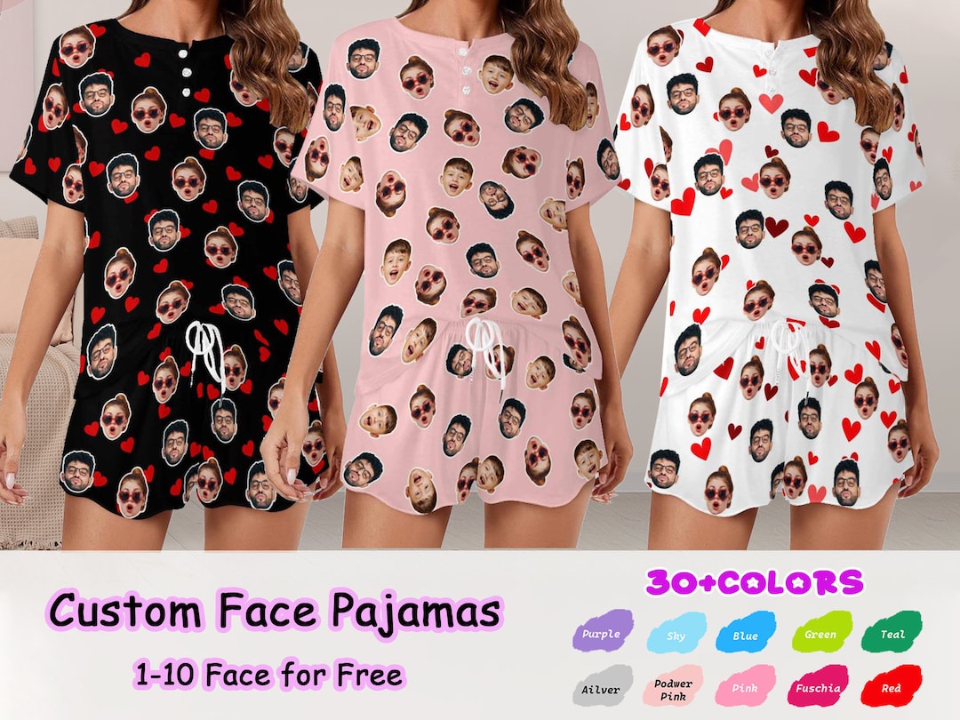 Personalized Photo Pajama Set, Custom Face Women's Sleepwear - Etsy