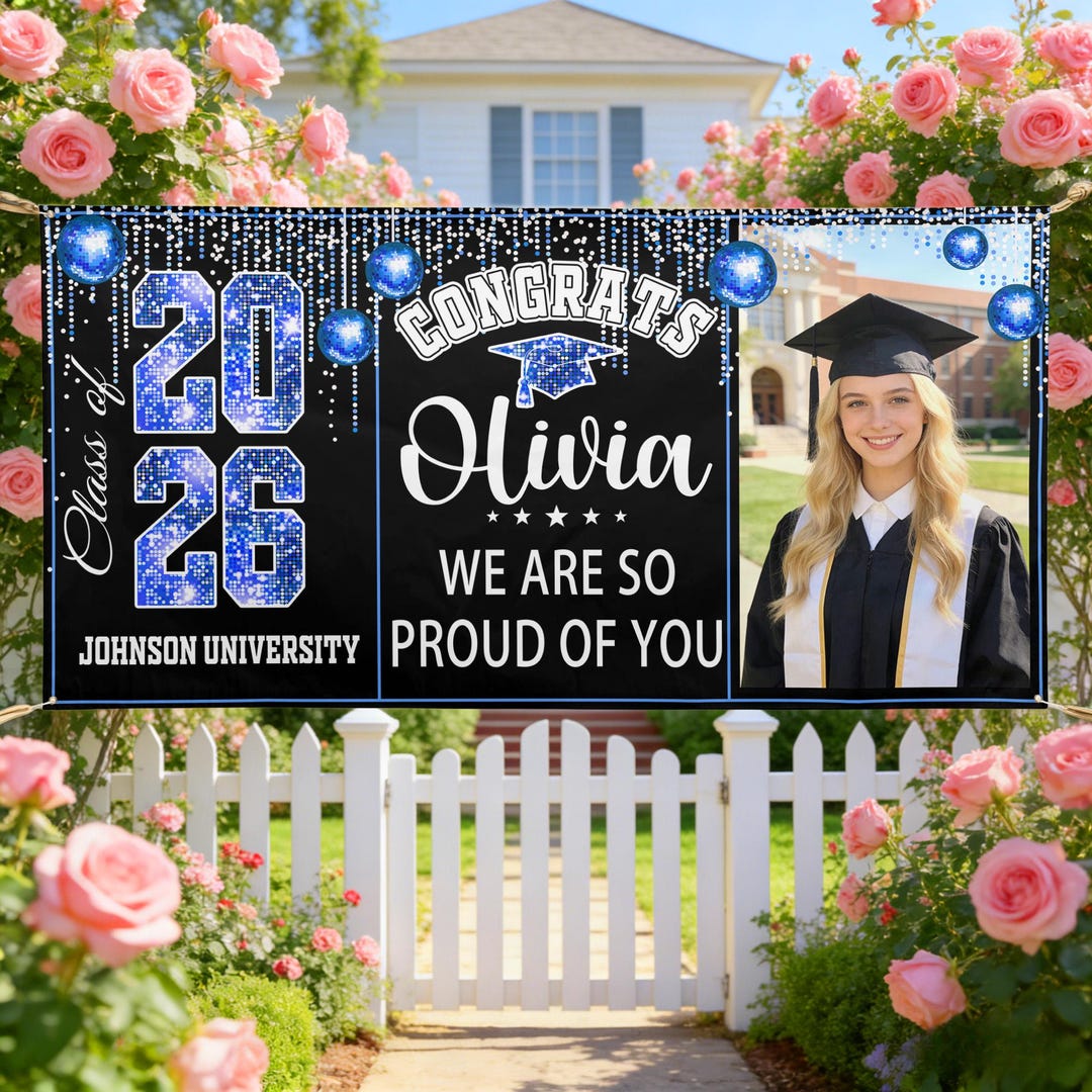 Personalized Graduation Banner, Class of 2026 Photo Party Decorations ...