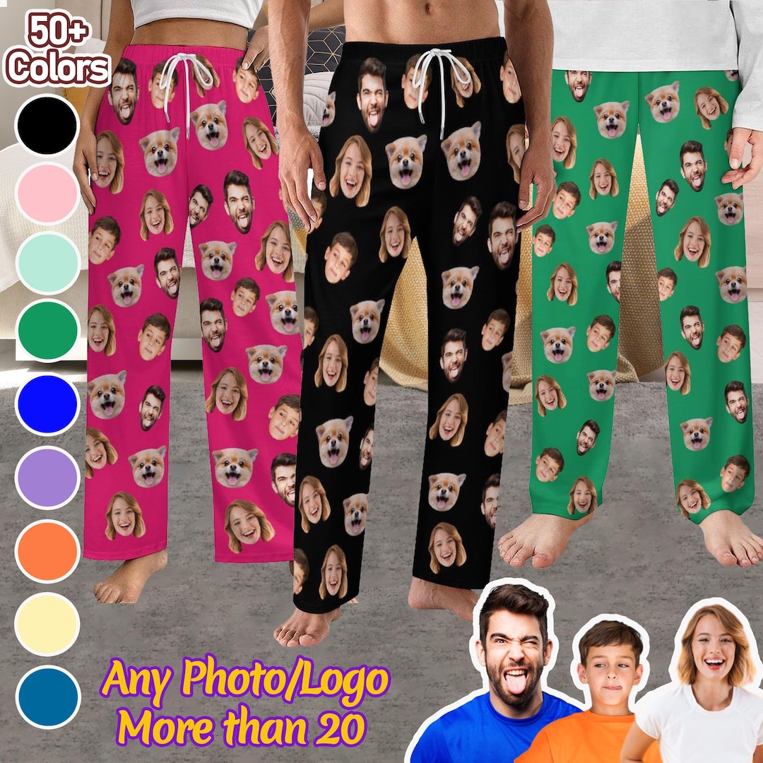 Custom Pajama Pants With Face for Women Men,personalized Photo Unisex ...