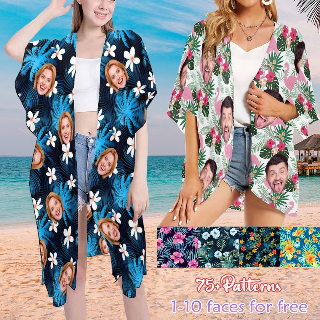 Personalized Photo Beach Cover Up, Custom Face Sarong, Vacation Gift - Etsy