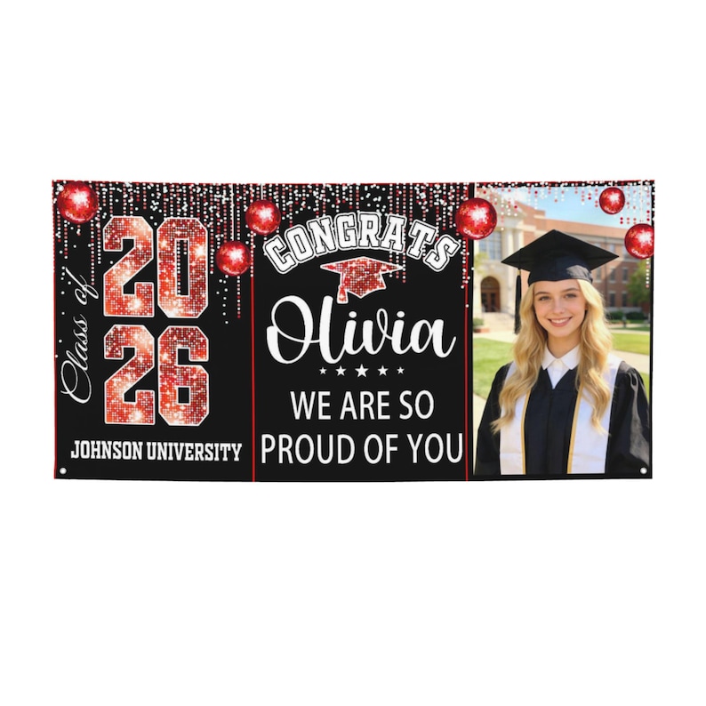 Personalized Graduation Banner, Class of 2026 Photo Party Decorations ...
