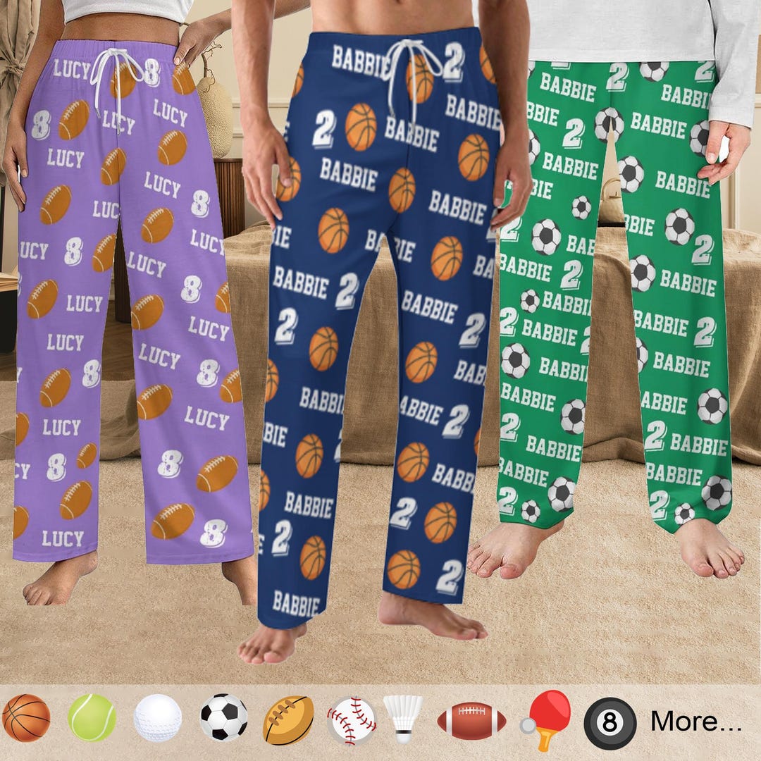 Custom Football Pajama Pants With Name,personalized Basketball Pajamas ...