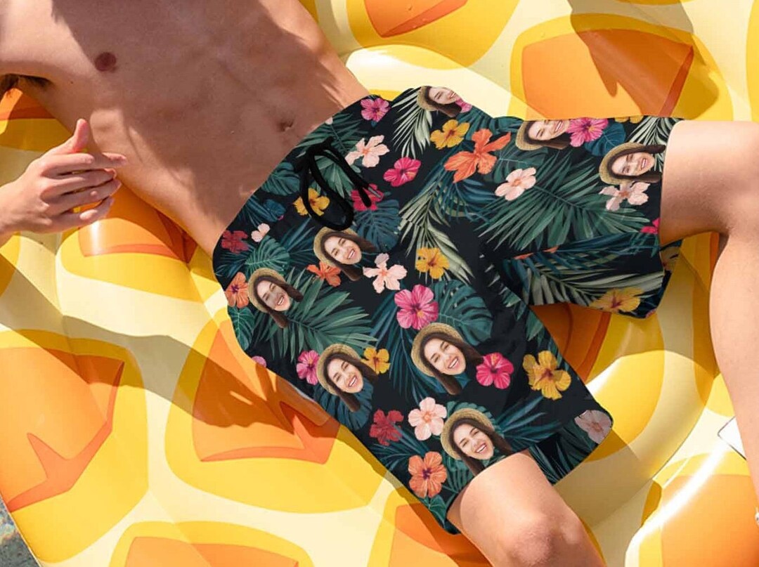 Custom Face Swimwear for Man, Personalized Photo on Beach Shorts ...