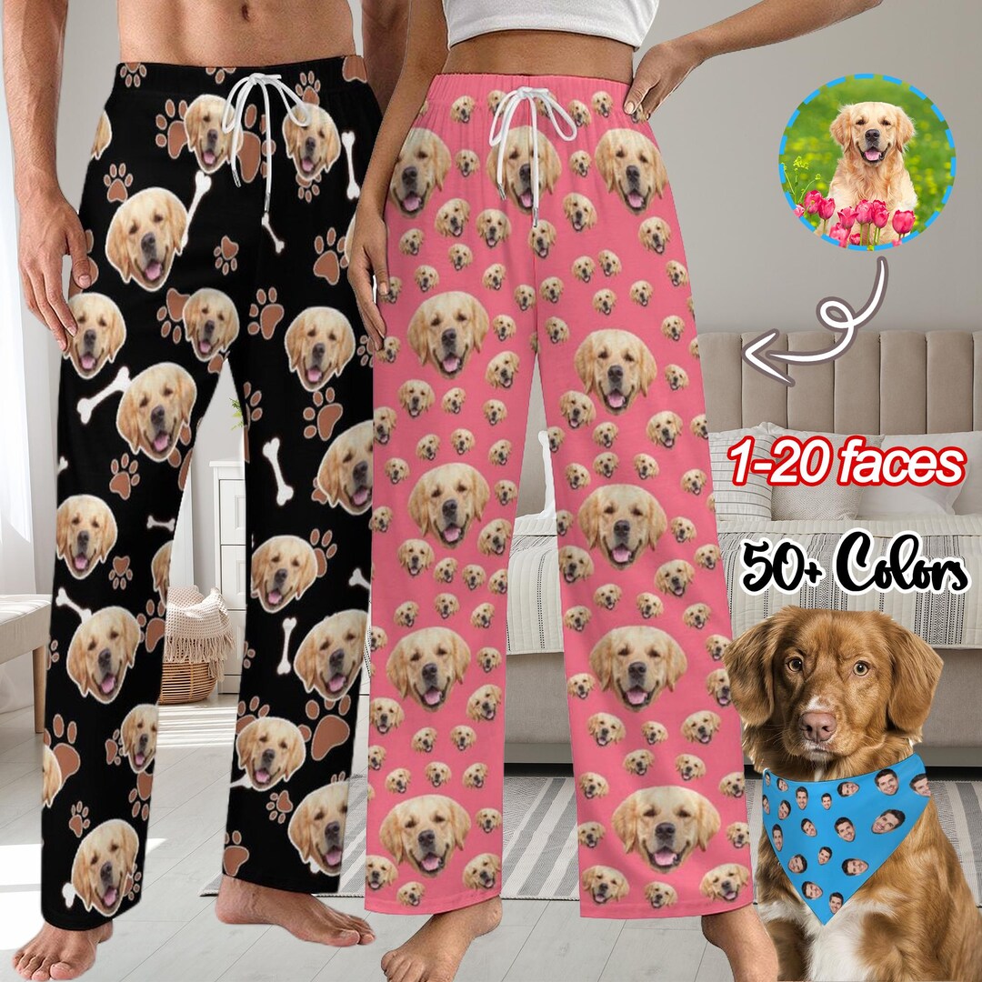 Personalize Pajama Pants With Face,custom Unisex Pants,custom Dog Face ...