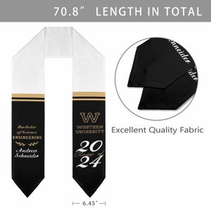 Custom Graduation Stole With Logo, Personalized Class of 2024 Sash - Etsy