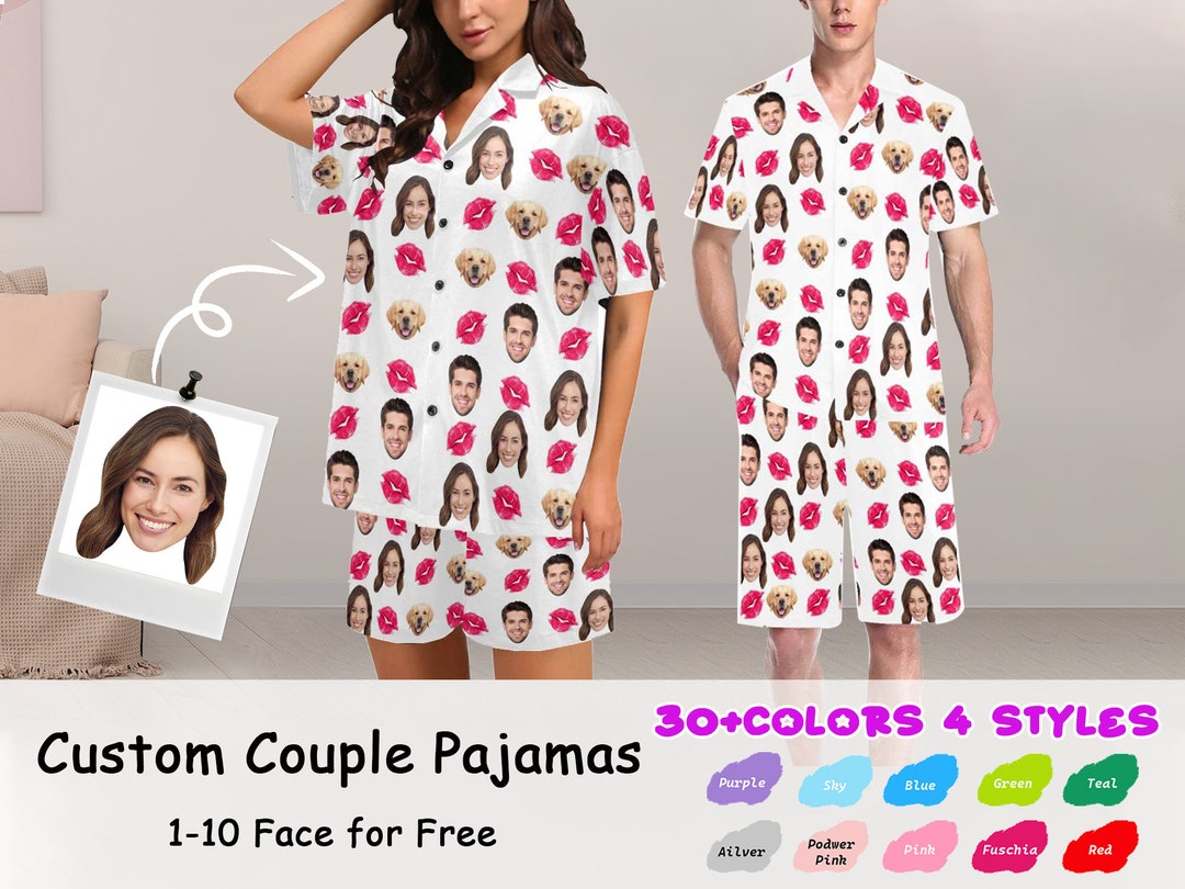 Custom Face Pajama Set, Personalized Photo Matching Pajamas - Etsy