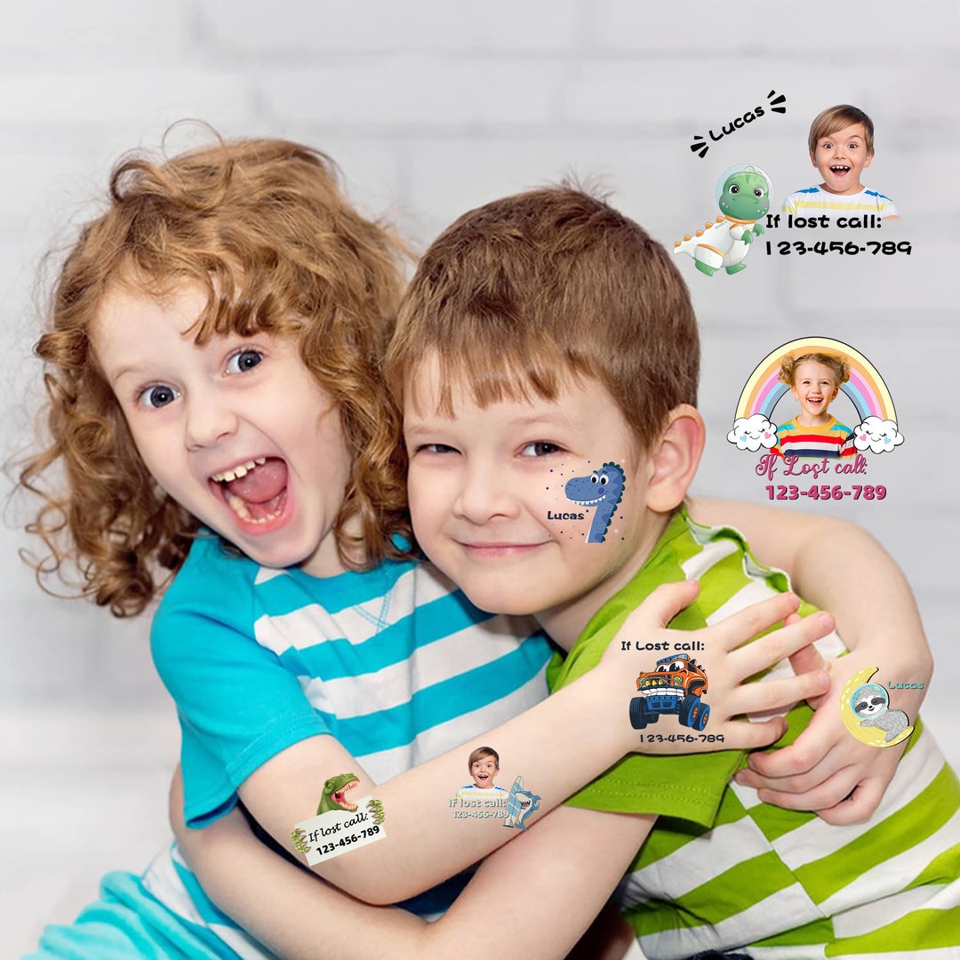 Custom Photo Child Safety Tattoos, Personalized Face Temporary Tattoos ...
