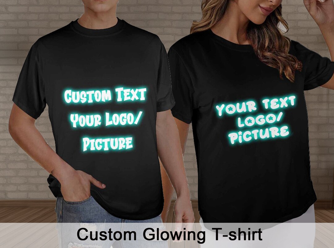 Custom Logo Glowing Tshirt, Personalized Photo T-shirt, Custom Glow in ...