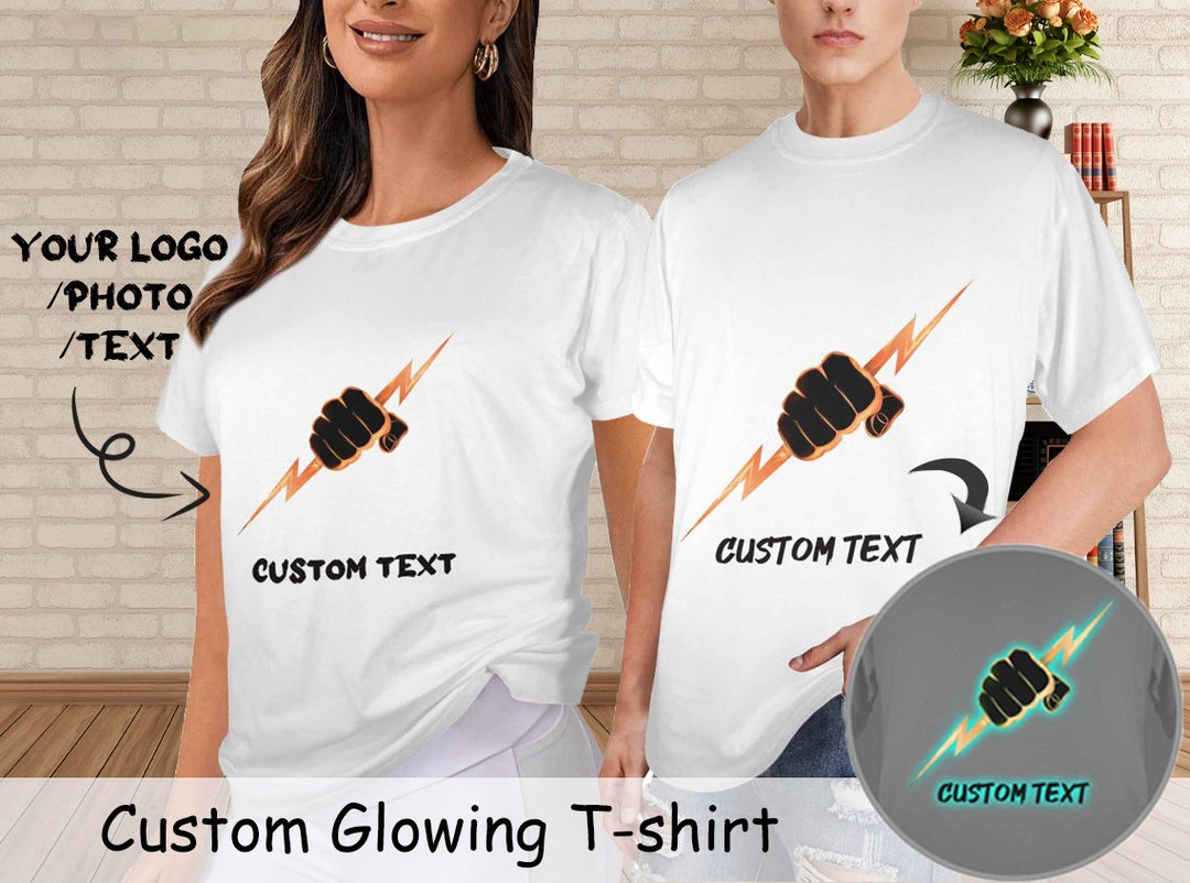 Custom Photo Glowing T-shirt for Men/women, Personalized Glowing Tshirt ...