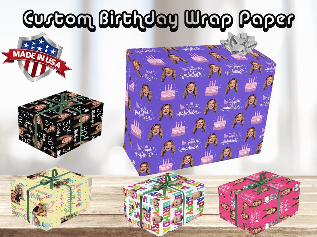 Custom Face Birthday Gift Wrap,personalised Photo Birthday Wrapping ...