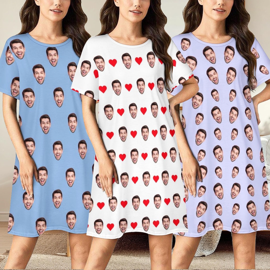 Custom Face Pajama Dress, Personalized Photo Nightgown - Etsy