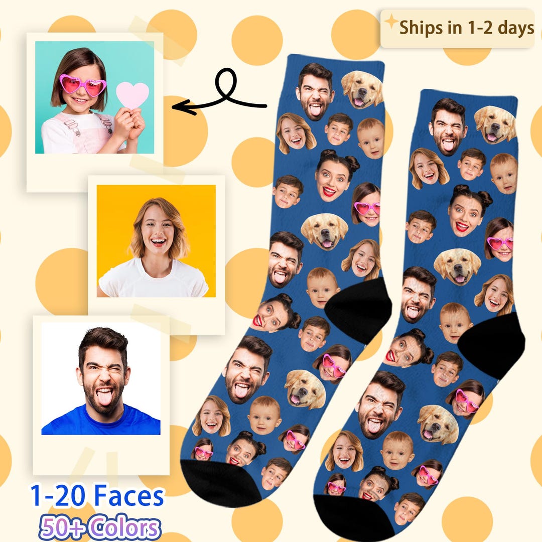 Custom Face Socks for Man Women, Personalized Photo Socks, Picture ...