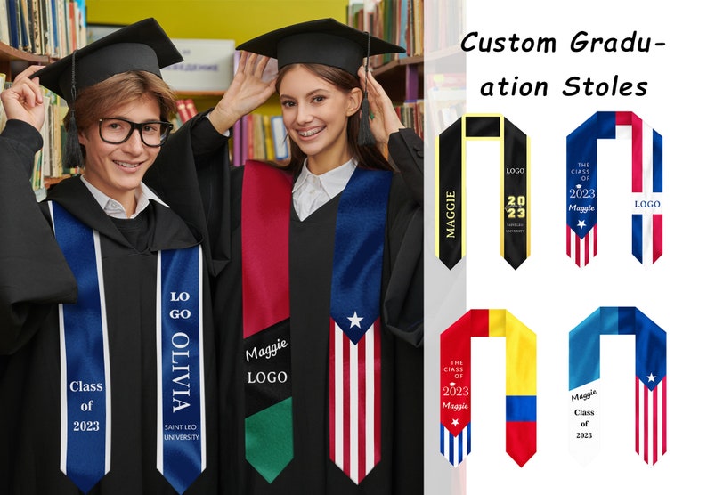 Custom Country Flag Graduation Sash/stole Personalized Class - Etsy