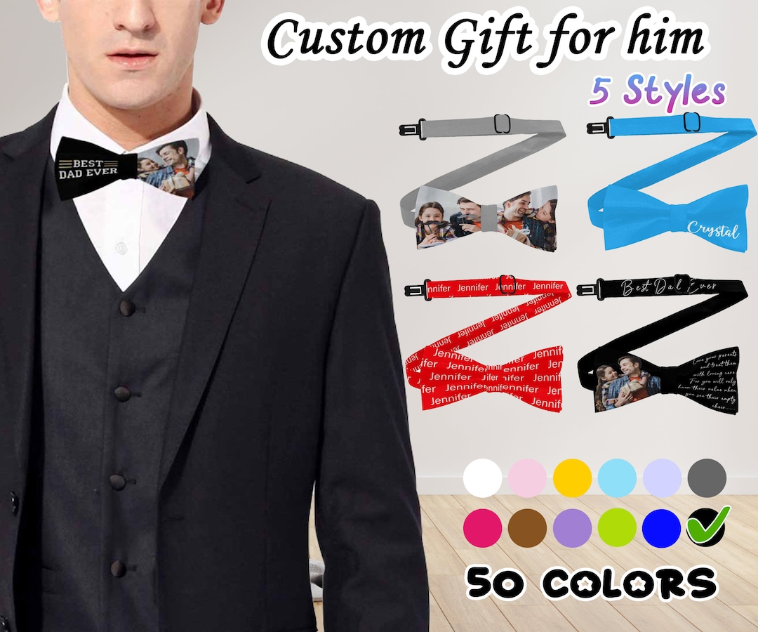 Custom Bow Tie for Dad,personalized Photo Bowtie, Mult-faces Pre-tied for Men,custom Face Bow ...