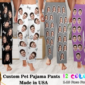 Custom Face Couple Pajama Pants Made in USA, Personalized Photo Pajama ...